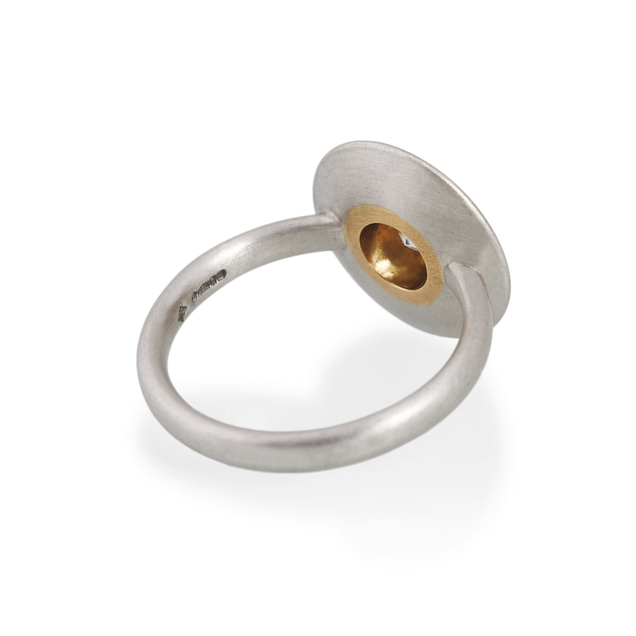 Blue-Grey Brilliant Diamond Disc Ring, Platinum & 22ct Gold – Cadby & Co